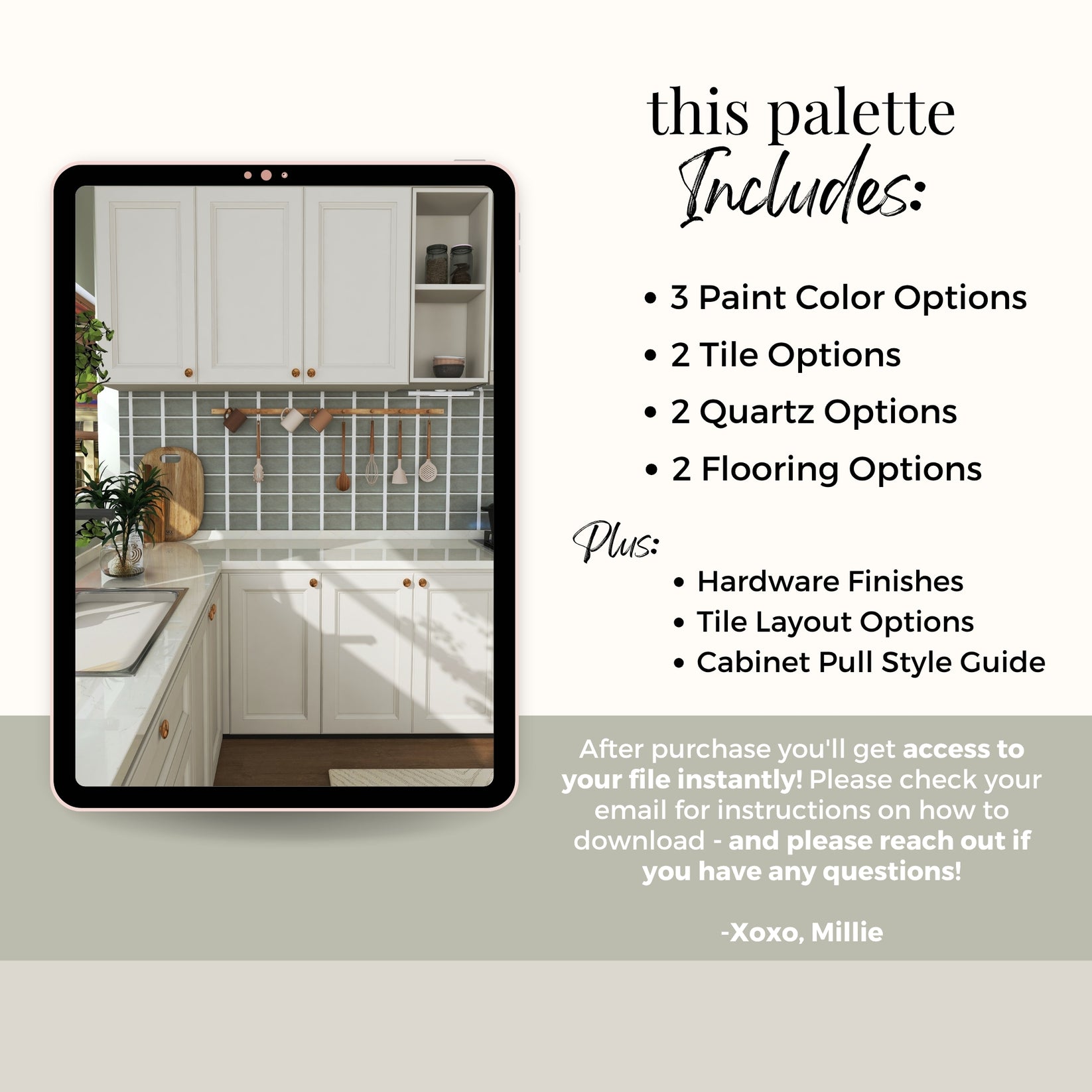 Calm Coastal Kitchen Materials Palette, Materials and Paint Colors for ...