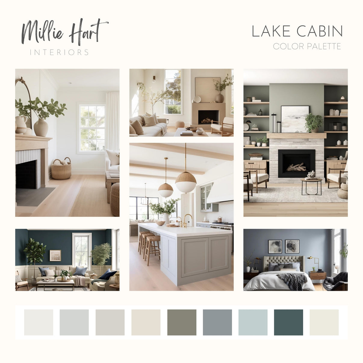 Lake Cabin Benjamin Moore Paint Palette, Calm Neutral Interior Paint C ...