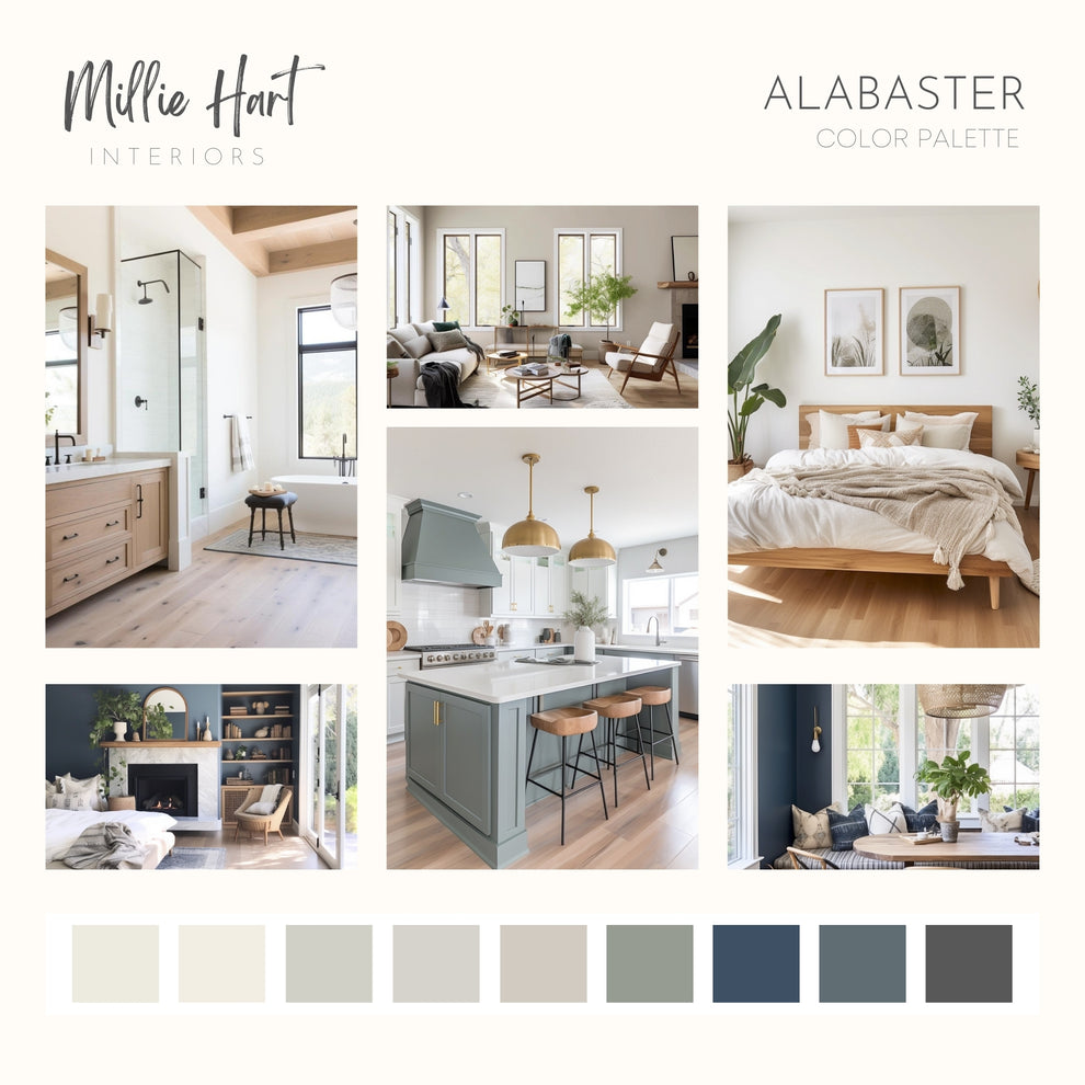 Alabaster Sherwin Williams Paint Palette, Modern Neutral Interior Pain ...