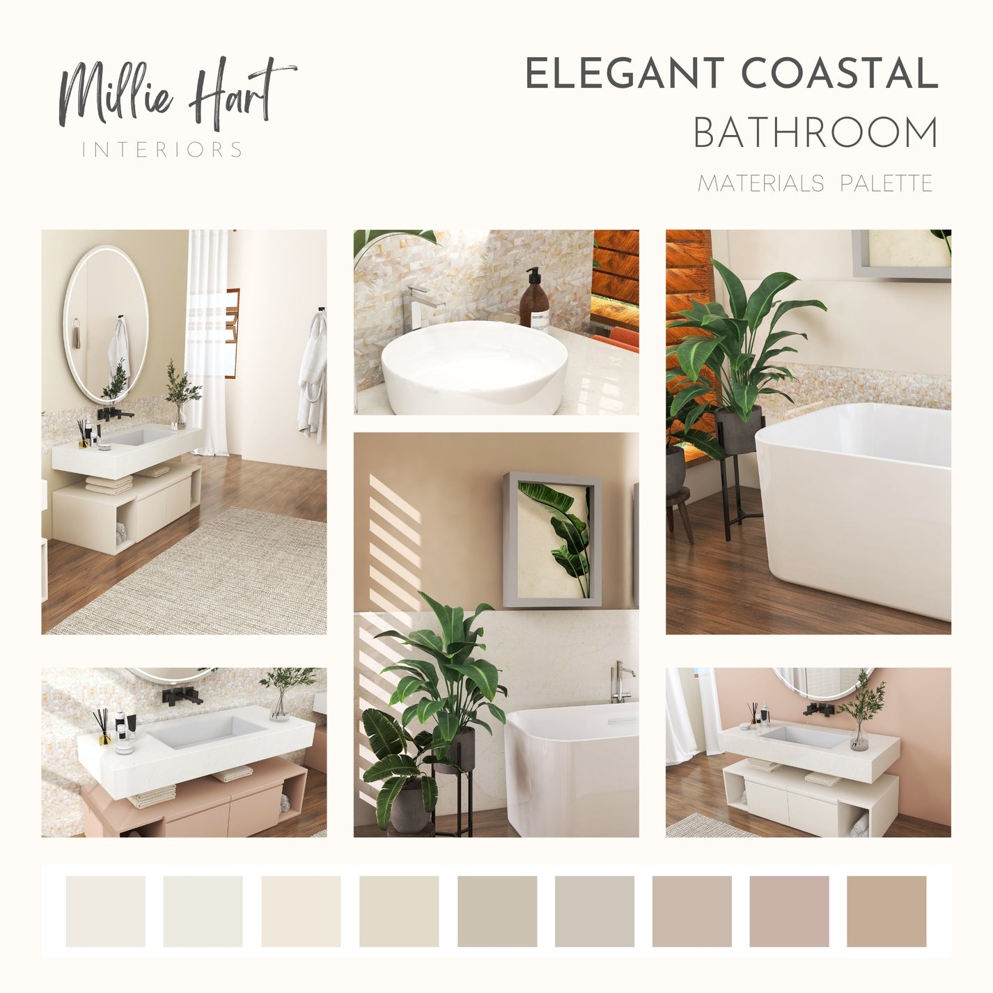 Elegant Coastal Bathroom Materials Palette, Materials and Paint Colors ...