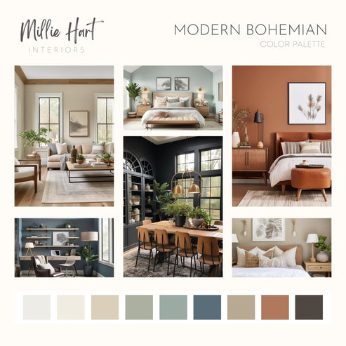 Modern Bohemian Sherwin Williams Paint Palette, Warm Neutrals, Moody I ...