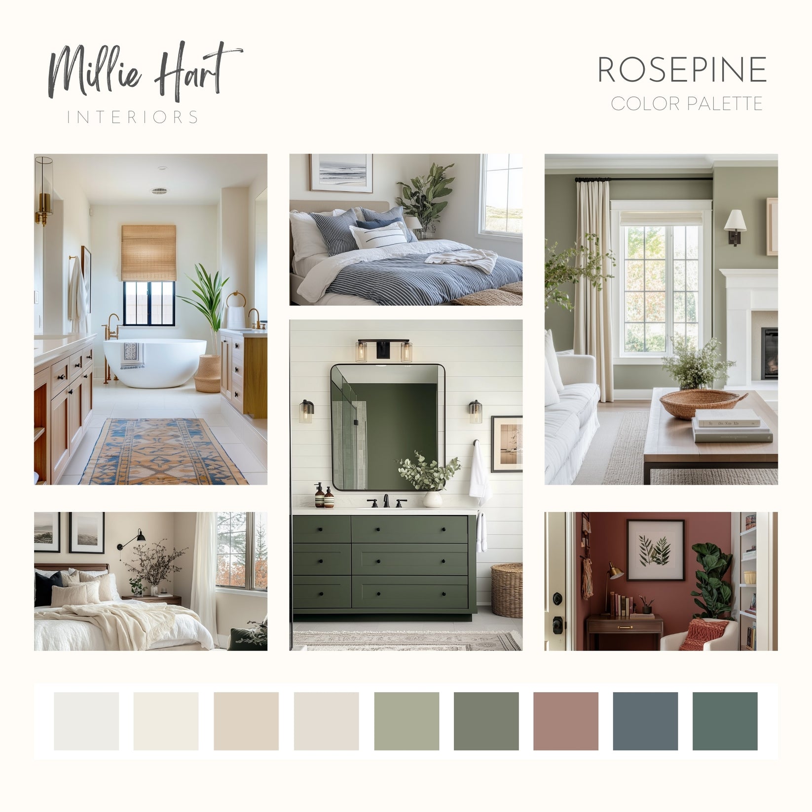 Rosepine Benjamin Moore Paint Palette, Timeless Neutral Interior Color ...