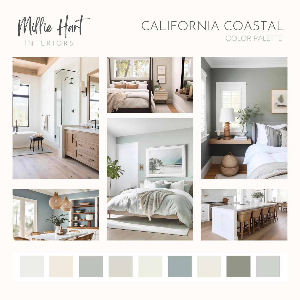 California Coastal Sherwin Williams Paint Palette - Airy Coastal, Neut ...