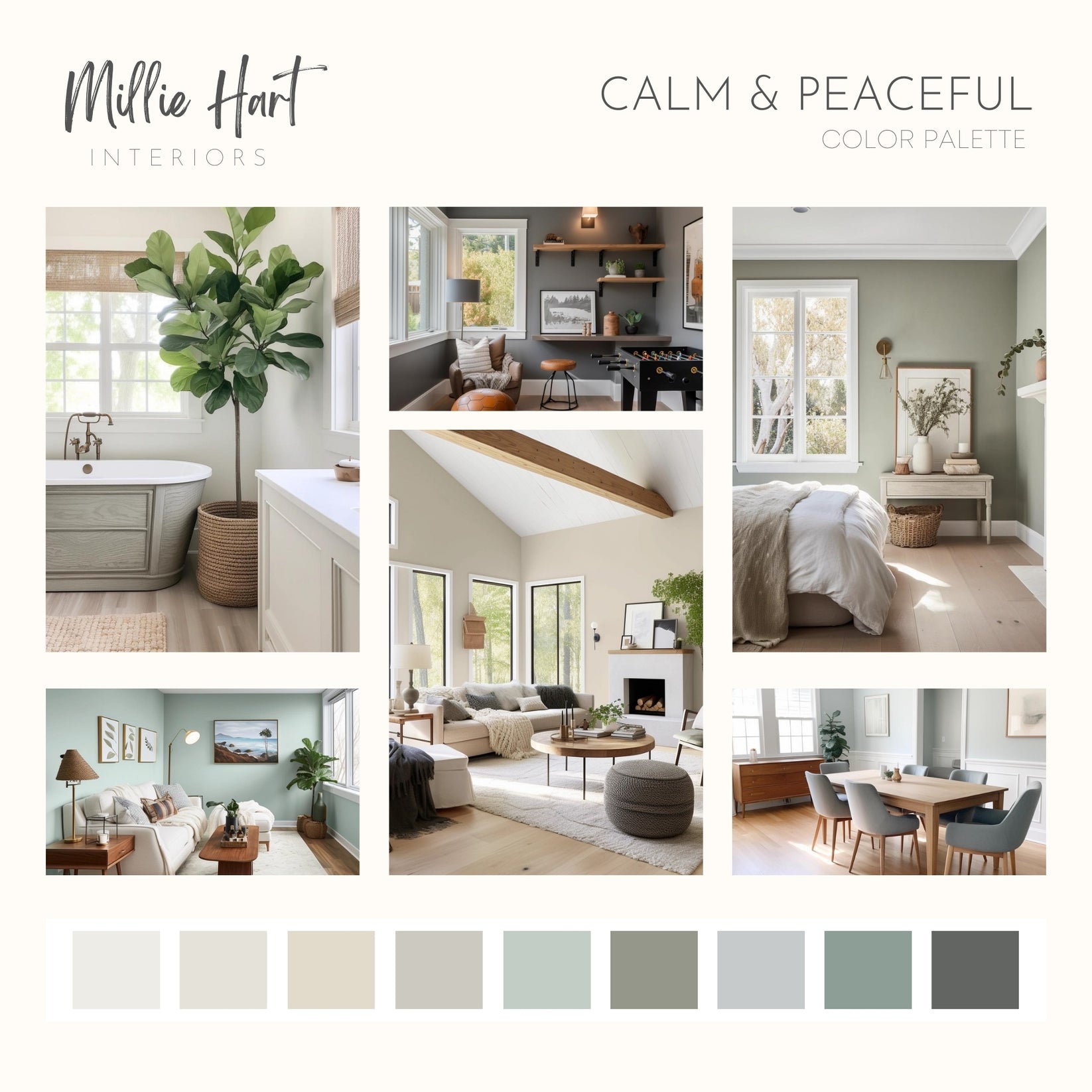 Calm and Peaceful Sherwin Williams Paint Palette, Neutral Interior Pai ...