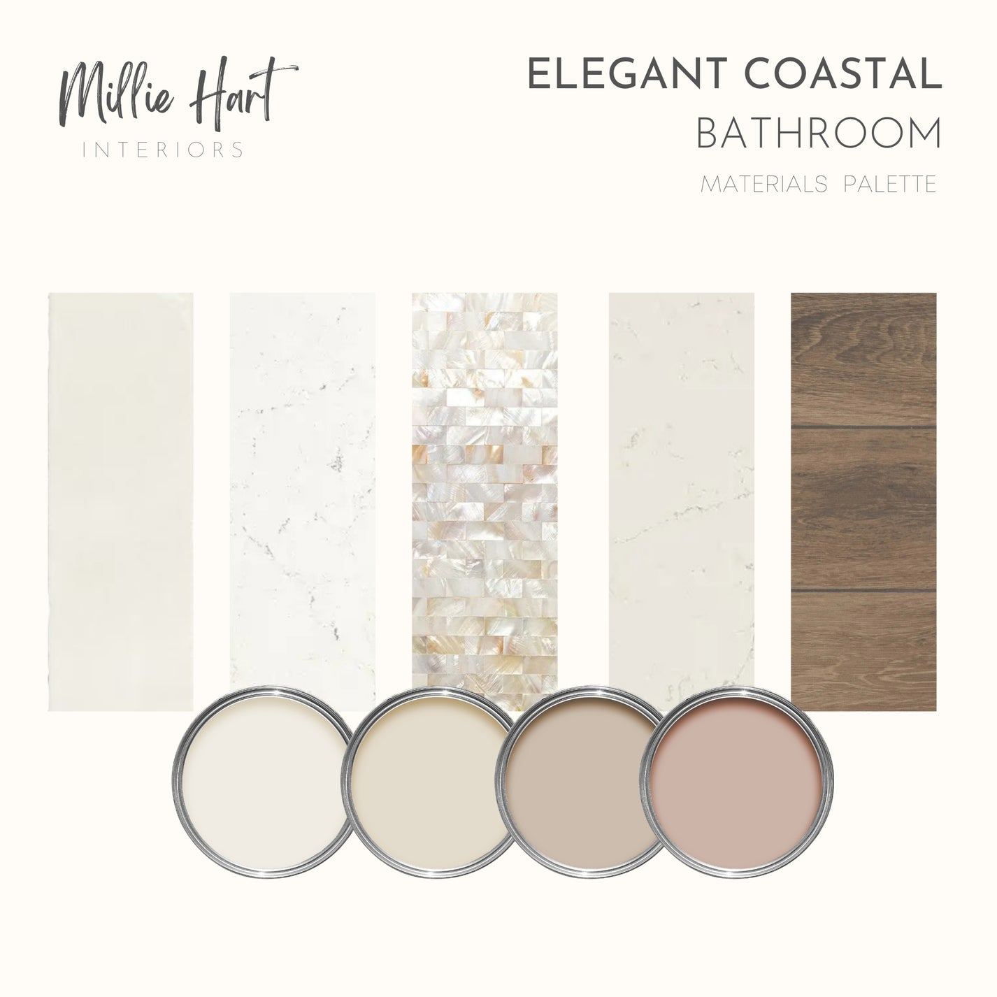 Elegant Coastal Bathroom Materials Palette, Materials and Paint Colors ...