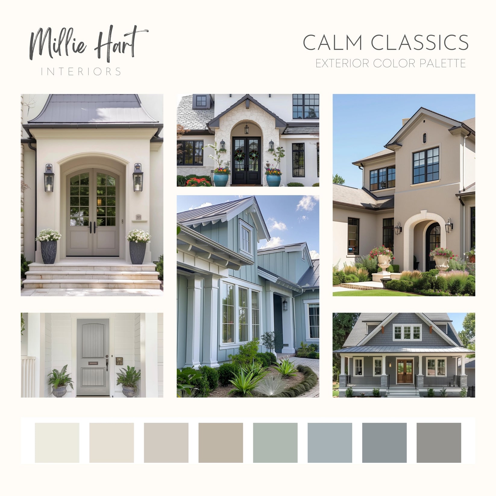 Calm Classics Exterior Sherwin Williams Paint Palette, Modern Exterior ...