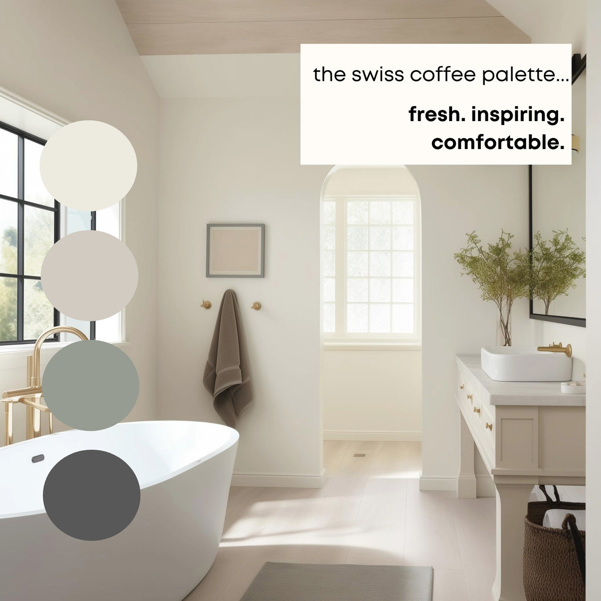 Swiss Coffee Benajmain Moore Paint Palette, Modern Neutral Interior Pa ...