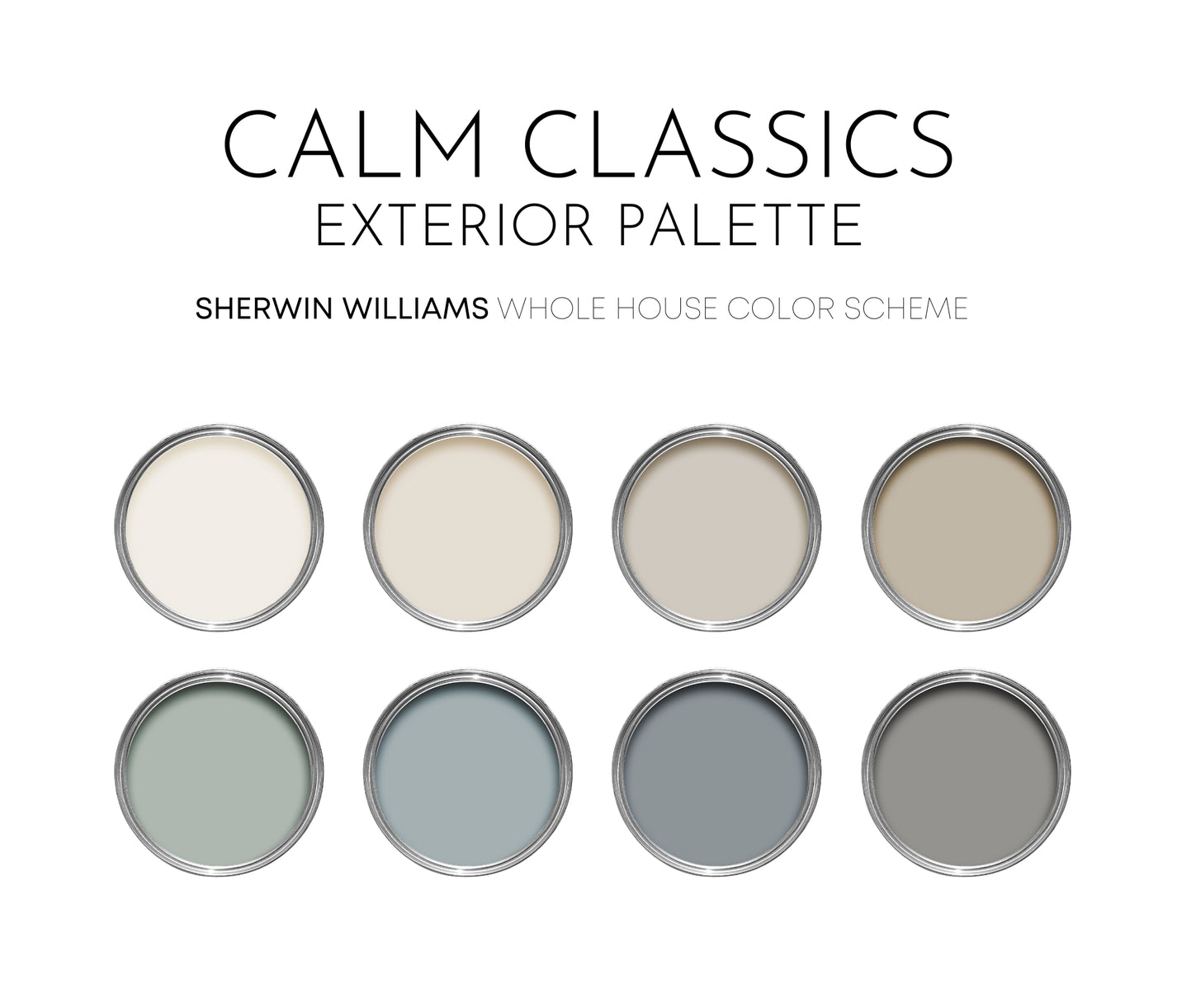 Calm Classics Exterior Sherwin Williams Paint Palette, Modern Exterior ...