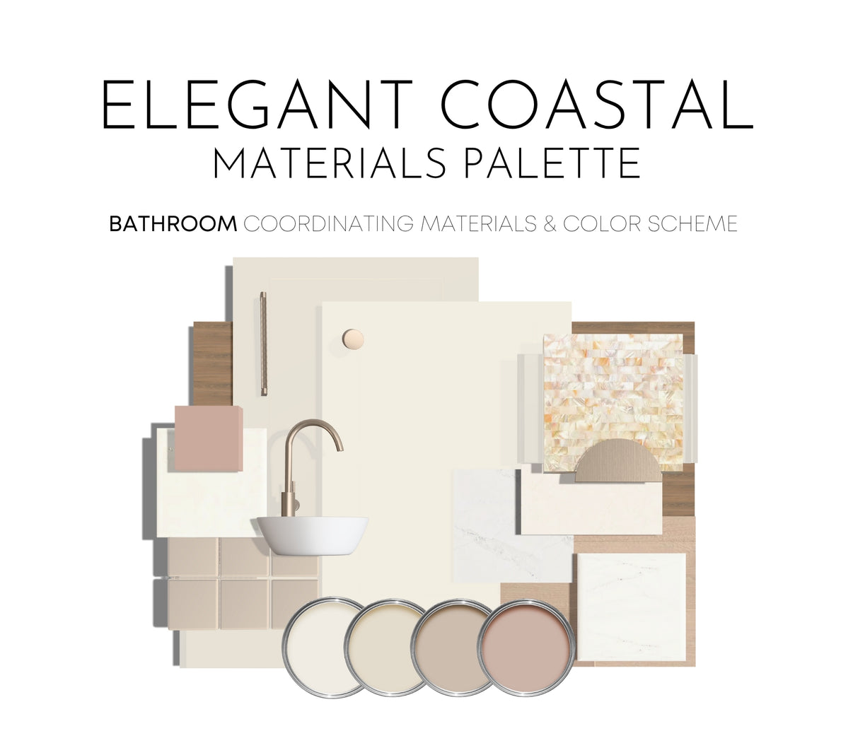 Elegant Coastal Bathroom Materials Palette, Materials and Paint Colors ...