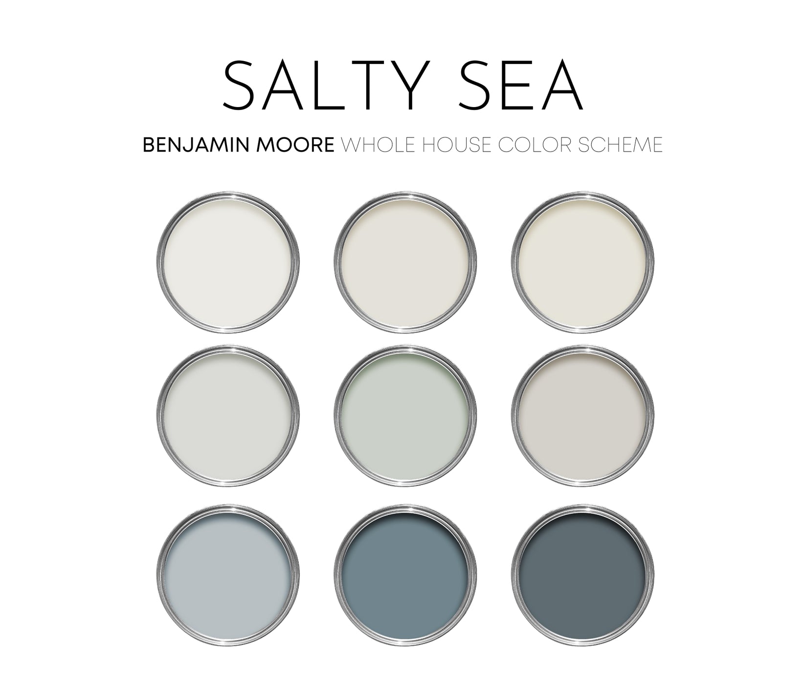 Salty Sea Benjamin Moore Paint Palette, Modern Coastal Interior Paint ...