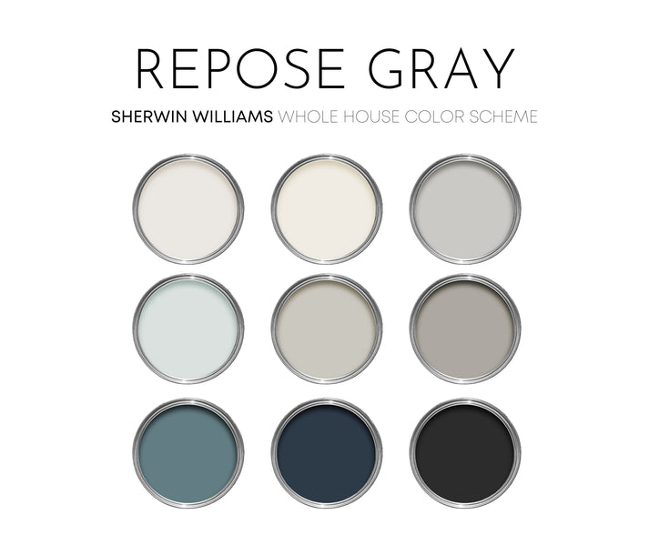 Repose Gray Sherwin Williams Paint Palette, Modern Paint Colors for Ho ...
