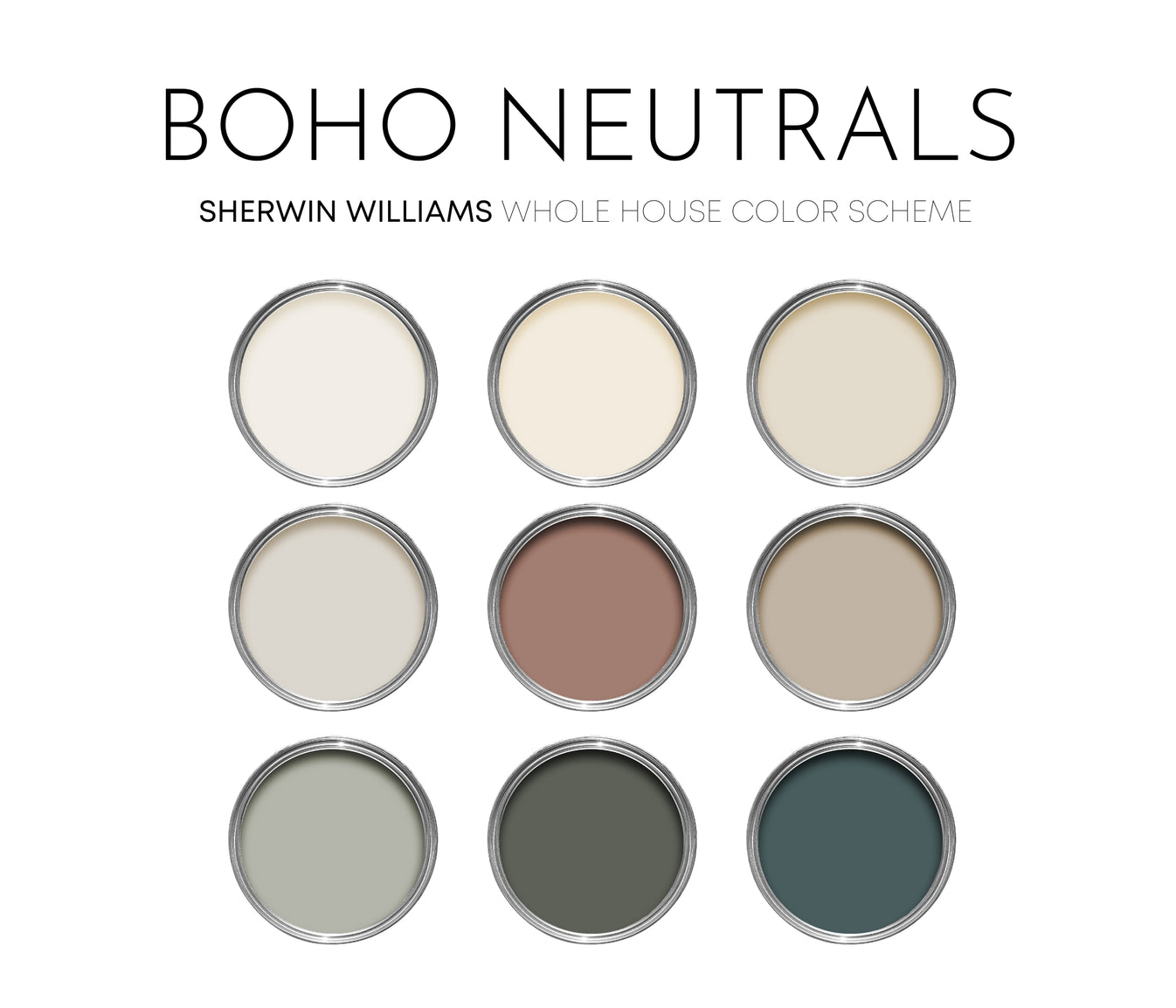 Boho Neutrals Sherwin Williams Paint Palette, Neutral Interior Paint C ...